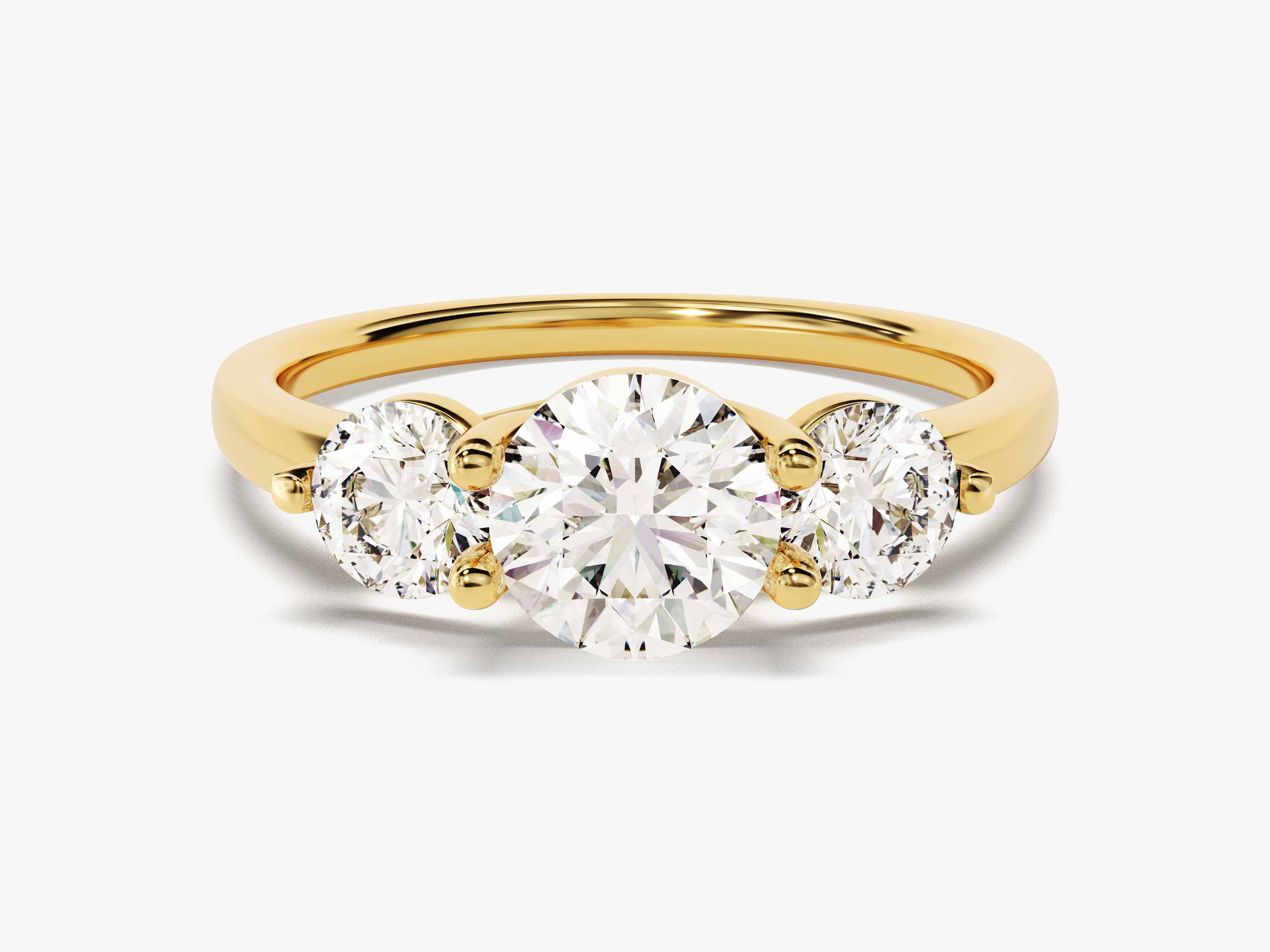 Round Trio Moissanite Engagement Ring 1 50 Ct Eternate