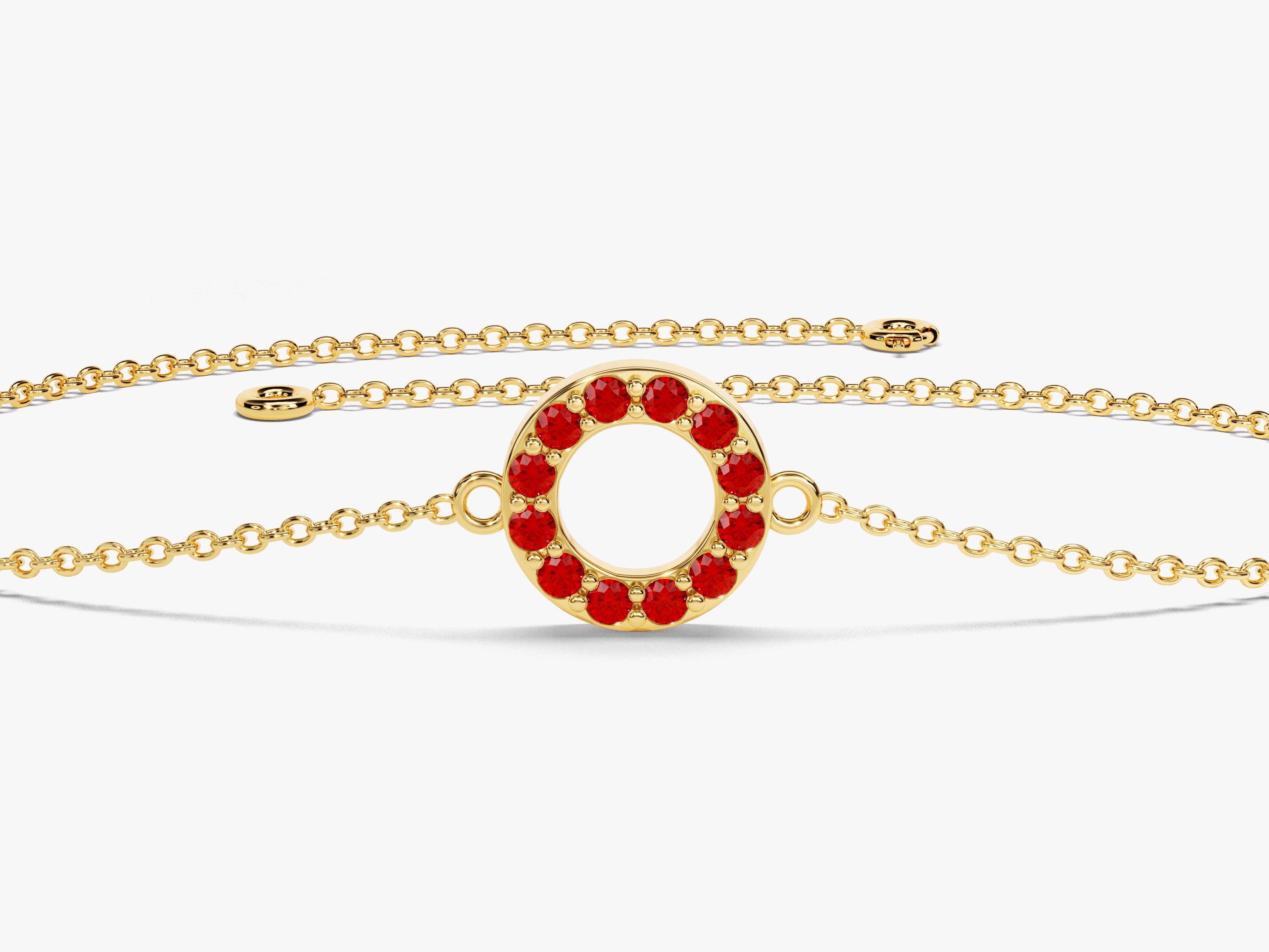 Open Circle Ruby Bracelet in 14k Solid Gold | Eternate