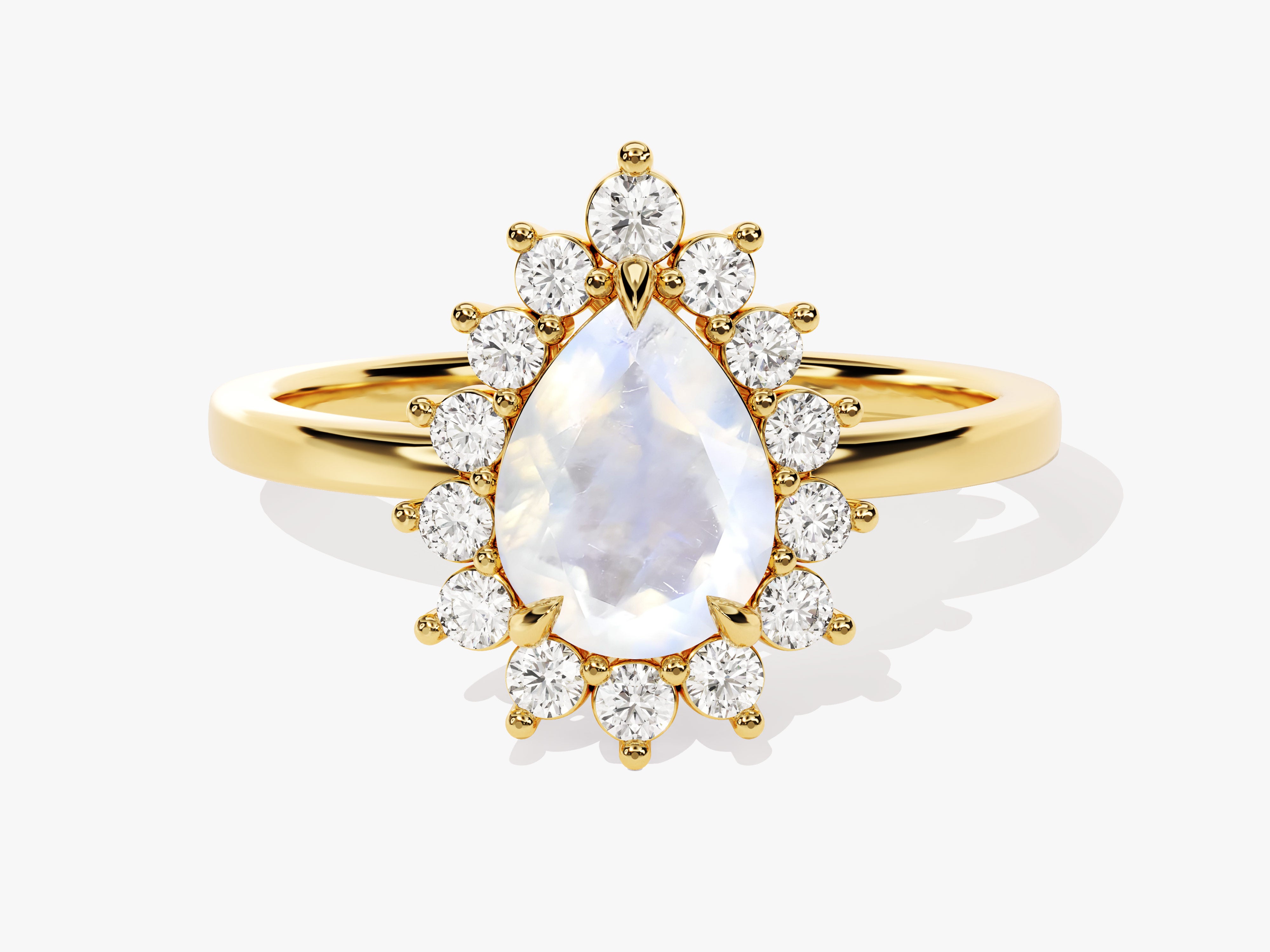 Pear Moonstone Engagement Ring with Moissanite Halo | Eternate