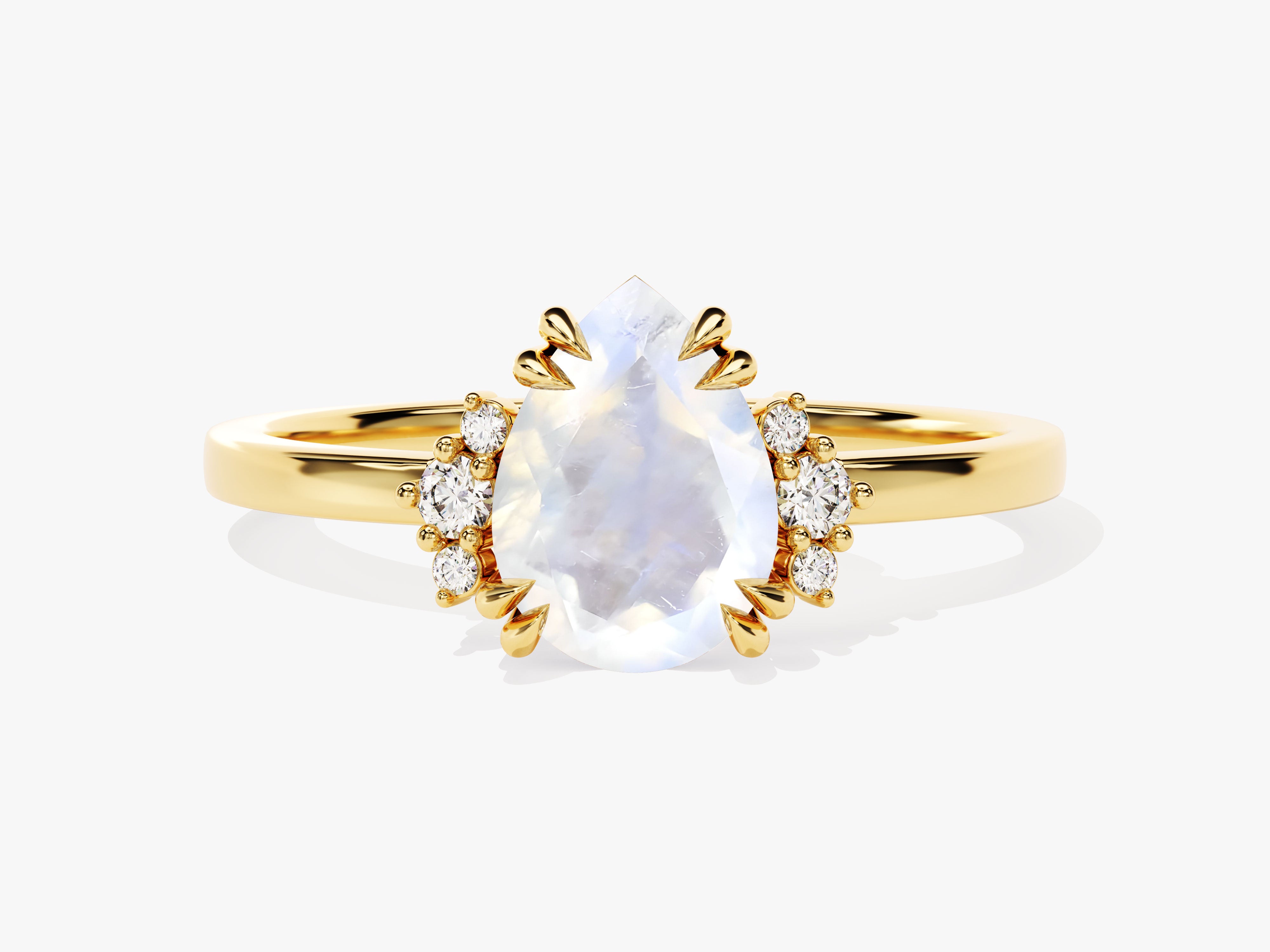 Pear Moonstone Engagement Ring with Round Moissanite | Eternate