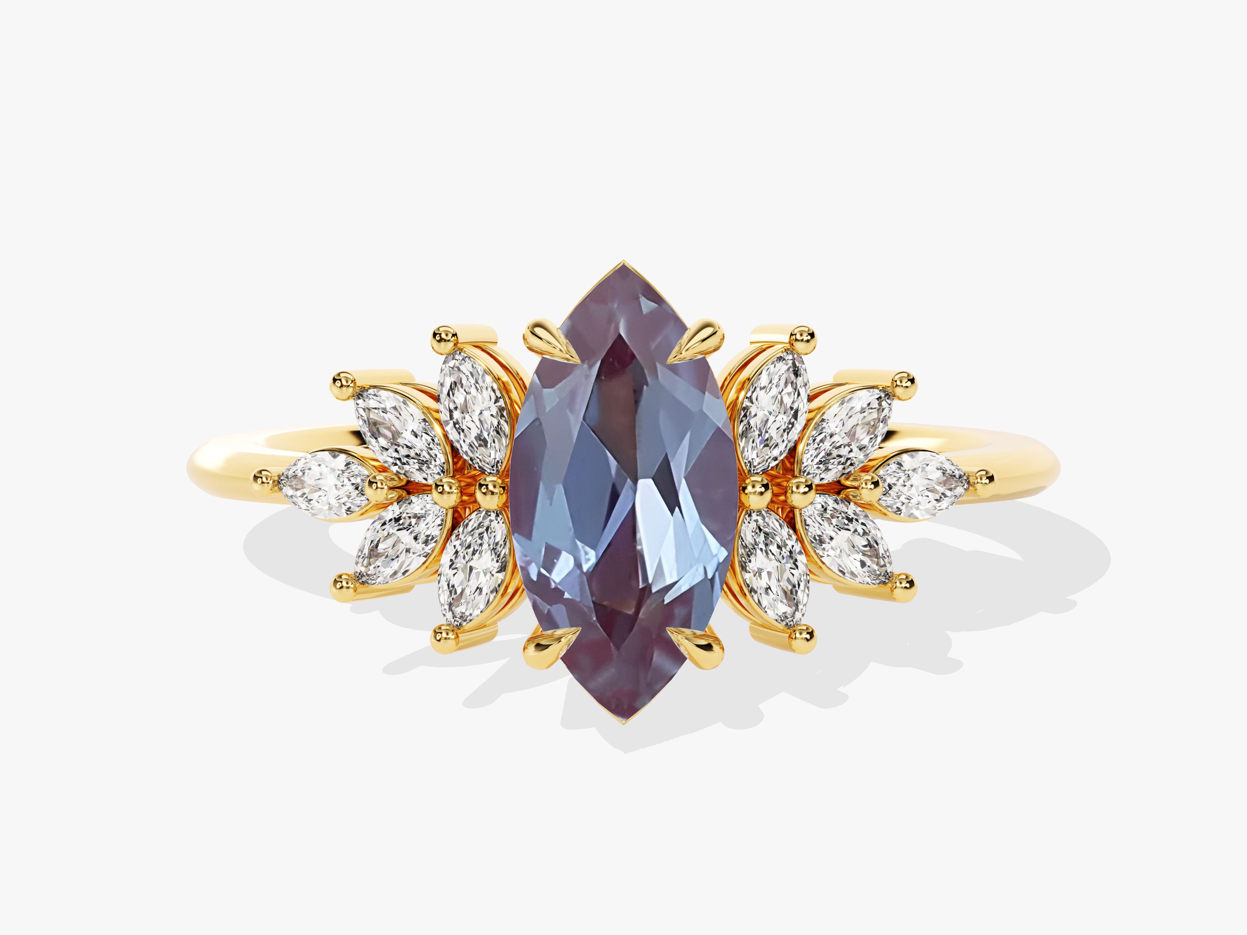 Marquise Lab Alexandrite Vintage Engagement Ring | Eternate