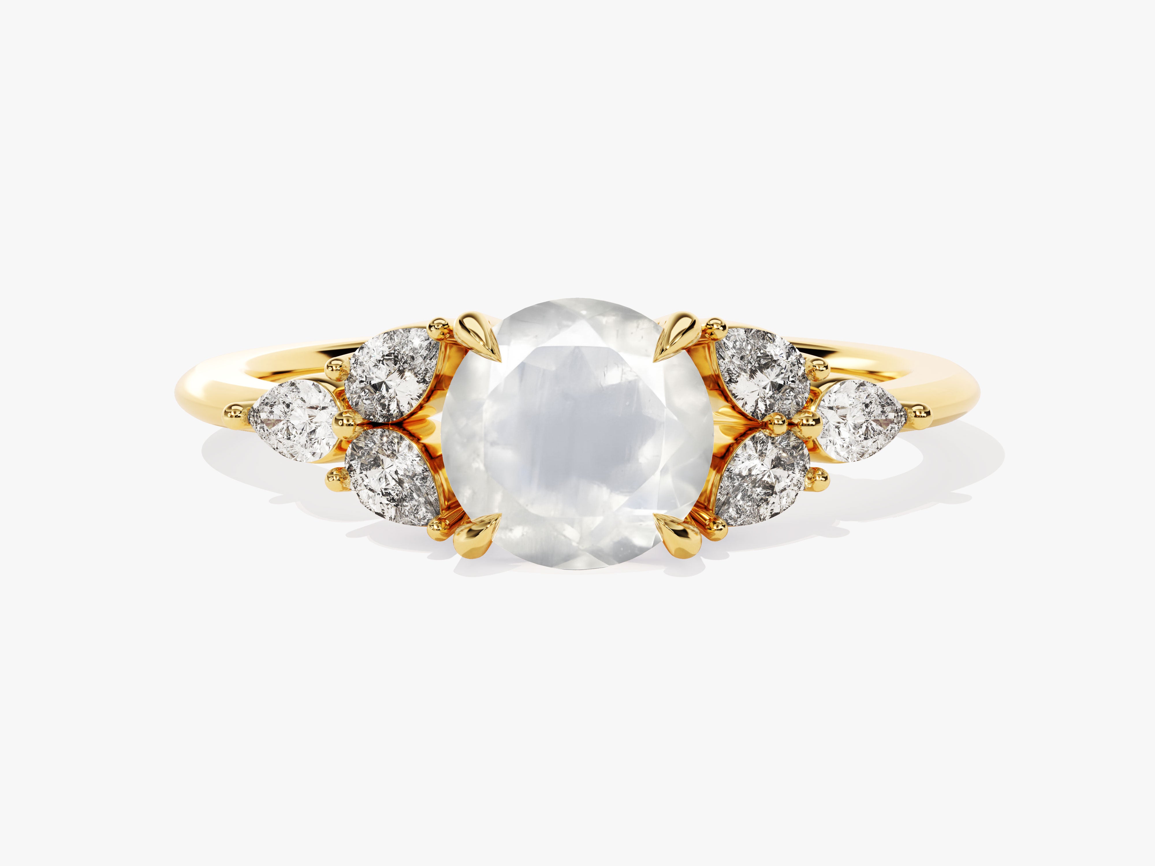 Round Moonstone Engagement Ring with Moissanite | Eternate