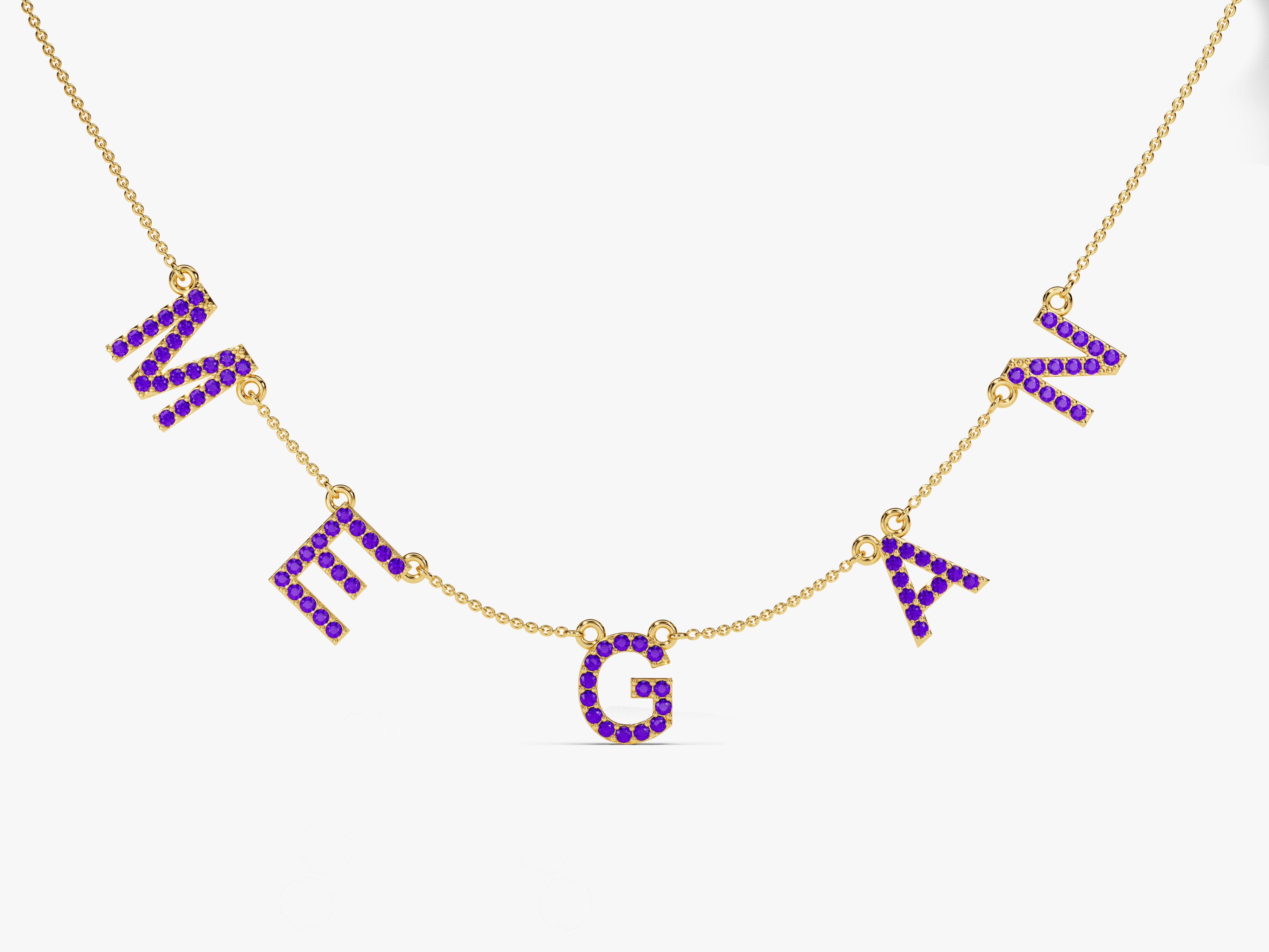 Amethyst Name Necklace in 14k Solid Gold | Eternate