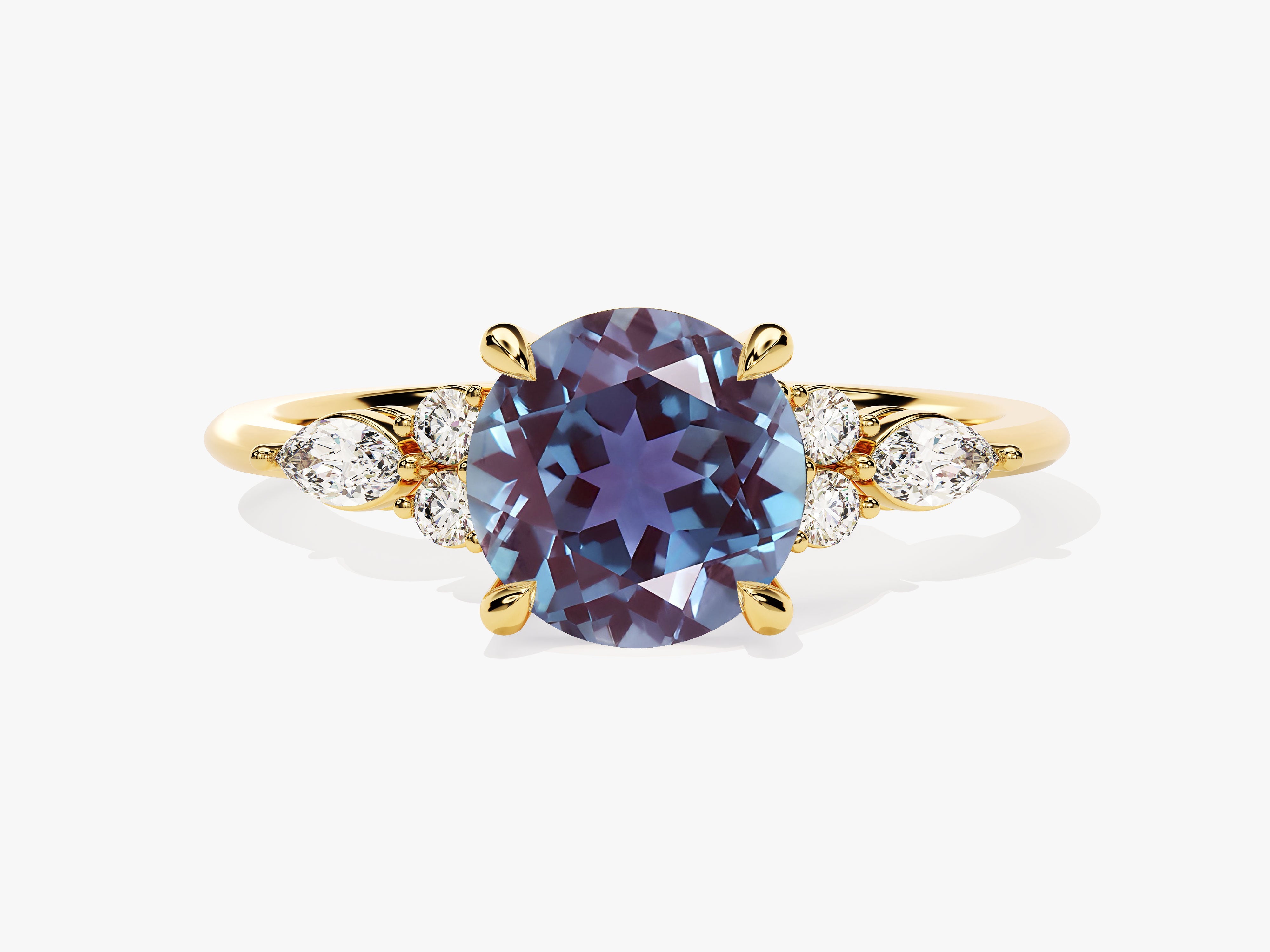 Round Alexandrite & Moissanite Engagement Ring | Eternate