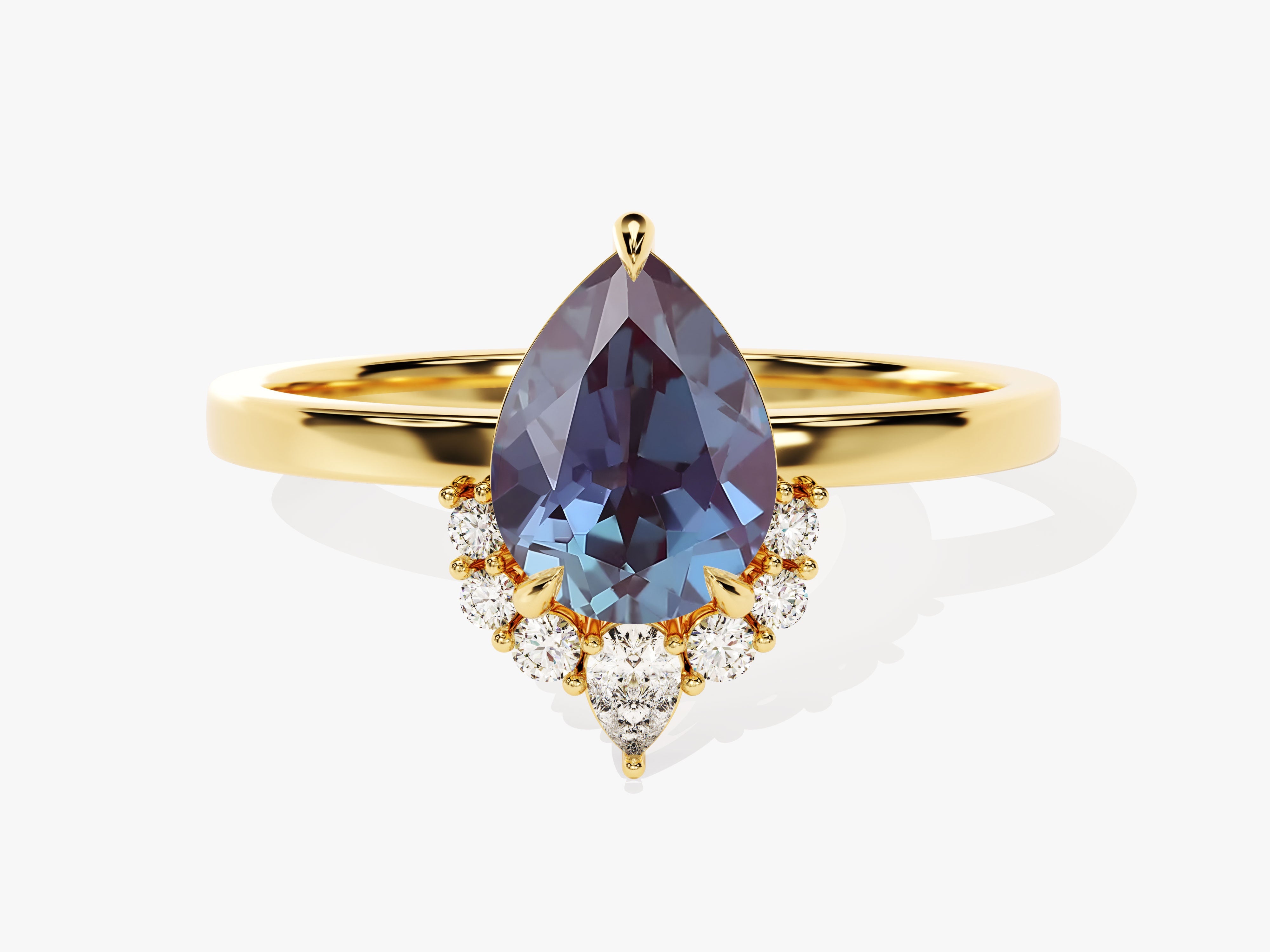 Pear Alexandrite & Moissanite Vintage Engagement Ring | Eternate