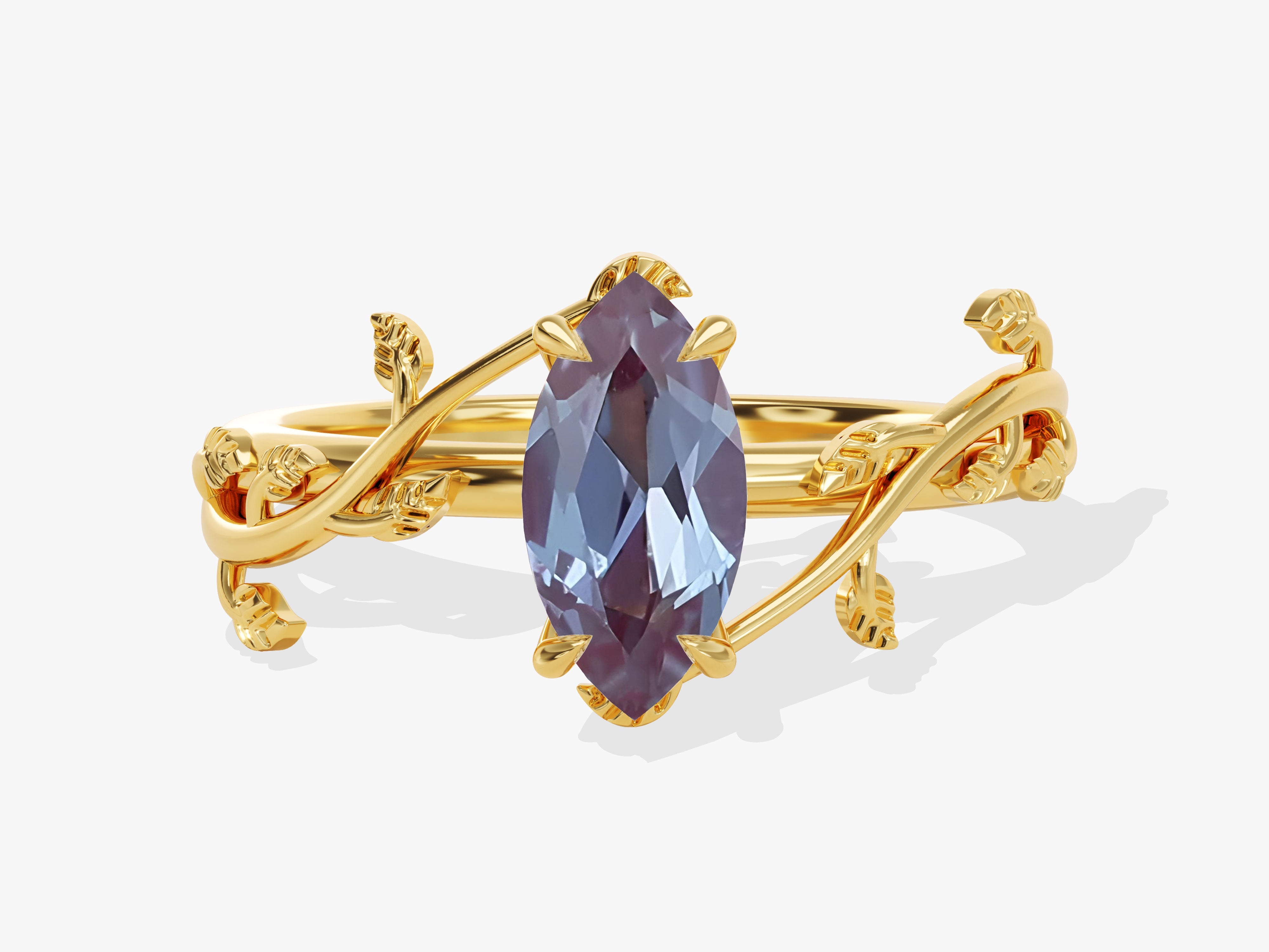 Marquise Lab Alexandrite Nature Inspired Engagement Ring | Eternate